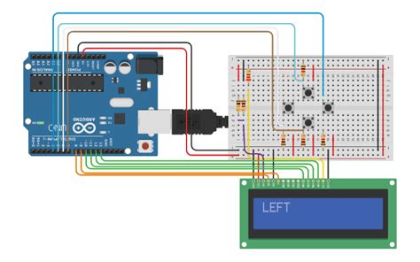 Circuit Design Lcd With Pushbuttons Tinkercad