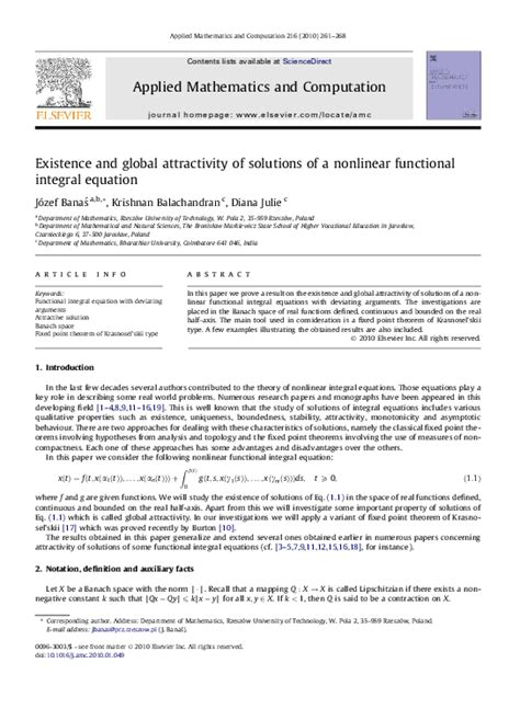 Pdf Existence And Global Attractivity Of Solutions Of A Nonlinear