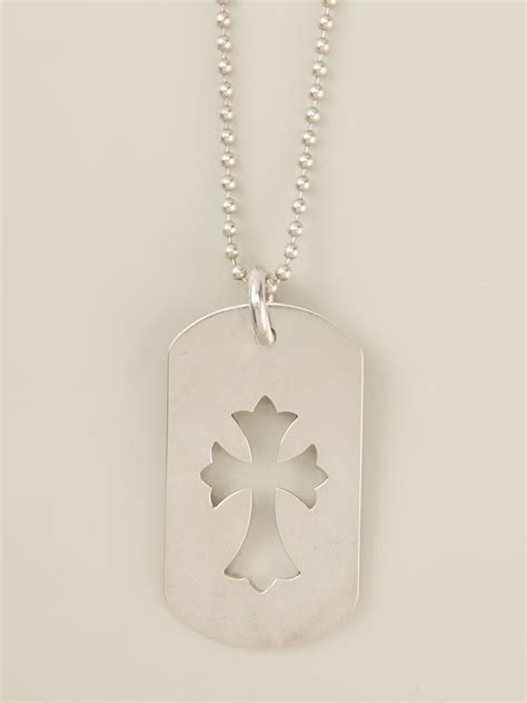 Chrome Hearts Engraved Dog Tag Necklace In Metallic Lyst