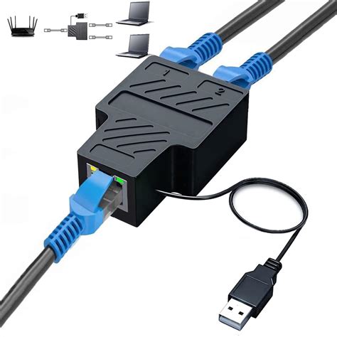 Buy Ethernet Splitter 1 To 2 100mbps Rj45 Splitter 1 In 2 Out2 Devices Simultaneously