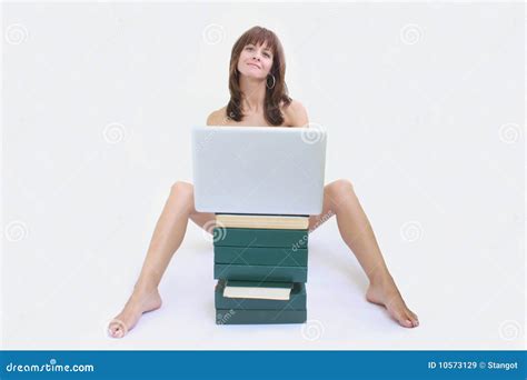 Woman With Books And Laptop Stock Image Image Of Background Studying