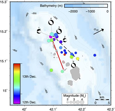 The Sholan Seismic Sequence With Earthquakes Colored By Time Focal Download Scientific Diagram