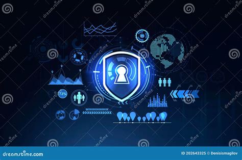 Futuristic Cyber Security Interface Data Protection Stock Illustration