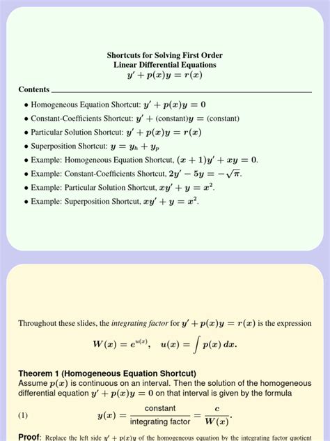 Integrating Factor Shortcuts Pdf Differential Calculus
