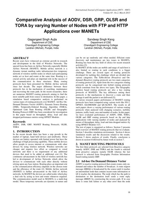 Pdf Comparative Analysis Of Aodv Dsr Grp Olsr And Tora By Varying