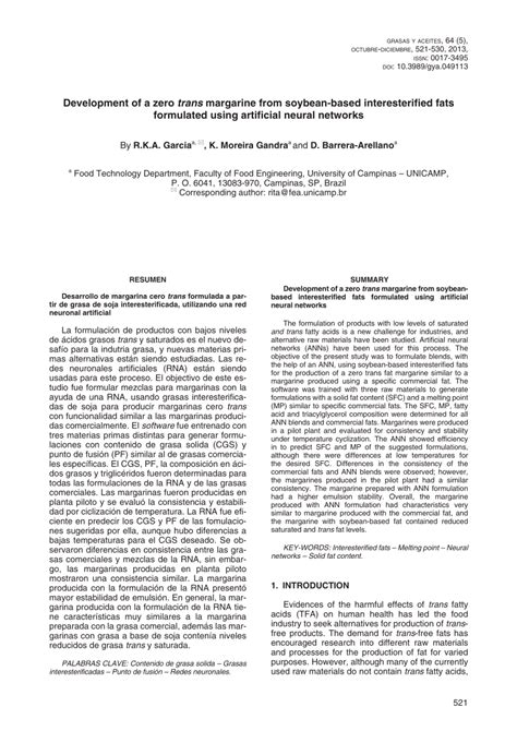 Pdf Development Of A Zero Trans Margarine From Soybean Based