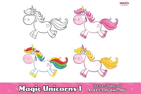 Magic Unicorn Cartoon Mascot Character 1