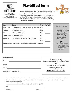 Fillable Online Playbill Ad Form Fax Email Print PdfFiller