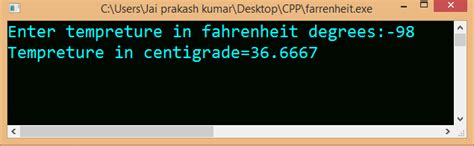 Convert Fahrenheit Into Centigrade In C Program
