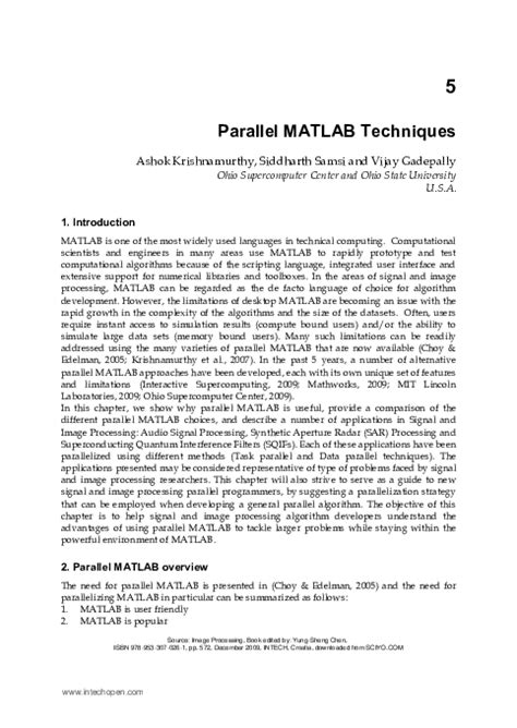 Pdf Parallel Matalab Techniques Ashok Krishnamurthy