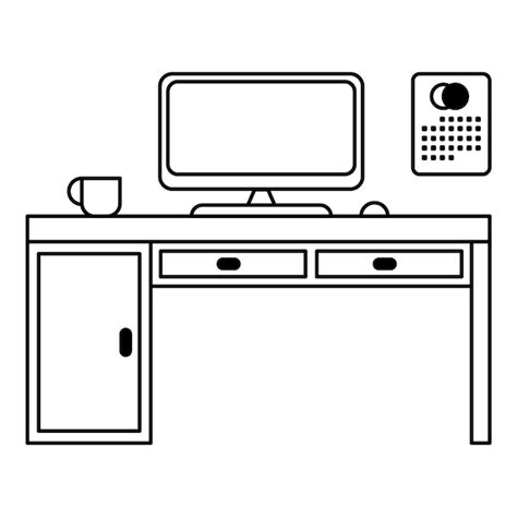 Premium Vector Computer Desktop Lineart Design