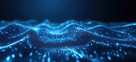 Digital Waves With Glowing Blue Particles Abstract Representation Of Data Flow Technology