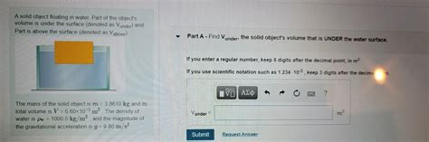 Solved A Solid Object Floating In Water Part Of The Chegg