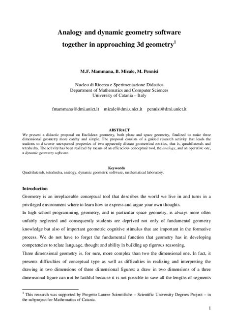 Pdf Analogy And Dynamic Geometry Software Together In Approaching 3d Geometry