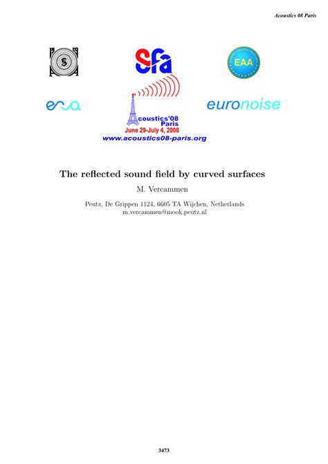 Pdf The Reflected Sound Field By Curved Surfaces