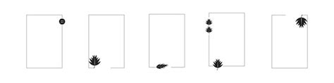 최소한의 꽃 노드가 있는 사각형 모양의 프레임 테두리 디자인의 벡터 세트 프리미엄 벡터