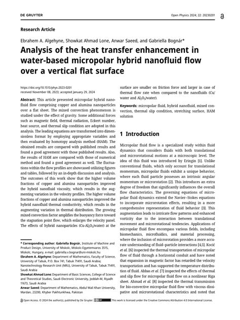 Pdf Analysis Of The Heat Transfer Enhancement In Water Based
