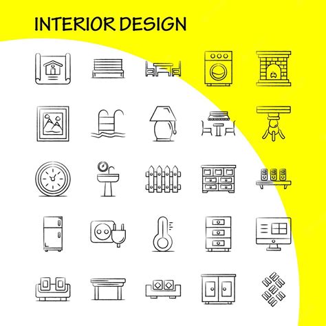 Free Vector Interior Design Hand Drawn Icons Set For Infographics Mobile Uxui Kit And Print