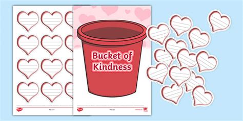 Bucket Of Kindness And Heart Cut Outs