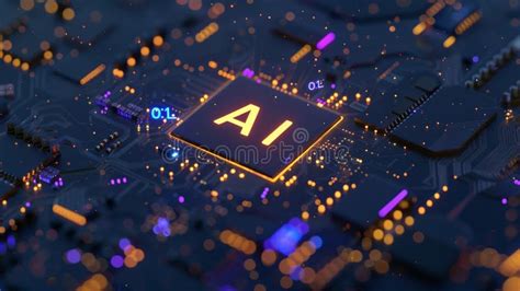 Dedicated Ai Microchip On Electric Circuit Board Artificial