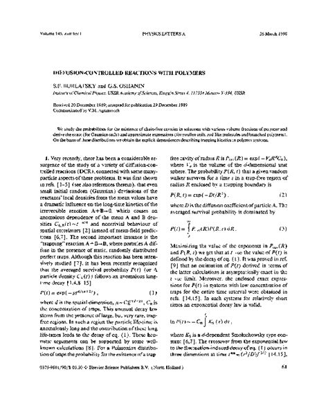 Pdf Diffusion Controlled Reactions With Polymers
