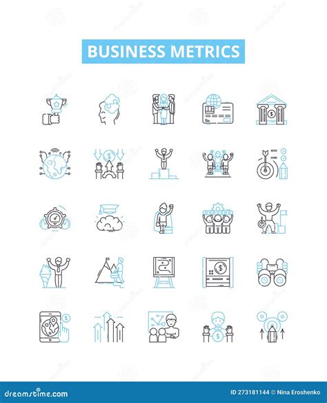 Business Metrics Line Icons Collection Financial Indicators Performance Measures Marketing
