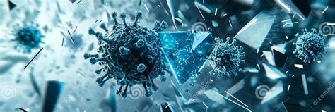 Microscopic View Of Floating Virus Particles Shattering Glass Like