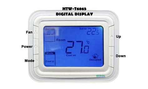 9 Terminals Keycard Remote Sensor Function 24v Modulating Valve Fan Coil Thermostat