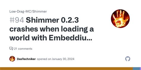 Shimmer 023 Crashes When Loading A World With Embeddium 030 Installed · Issue 94 · Low Drag