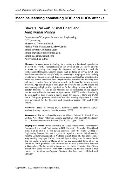 Pdf Machine Learning Combating Dos And Ddos Attacks