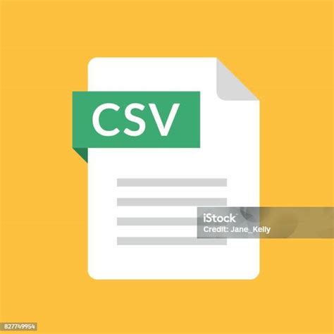 Csv 파일 아이콘입니다 워크시트 파일 확장명입니다 쉼표로 구분 된 값 형식 문서 평면 디자인 그래픽 일러스트입니다 벡터 Csv 아이콘 데이터에 대한 스톡 벡터 아트 및