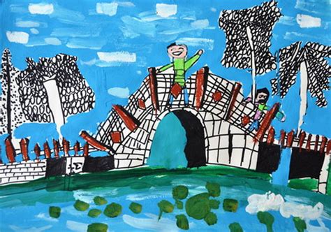 少儿书画作品 桥上的快乐时光 儿童书画作品桥上的快乐时光欣赏 中国少儿美术教育网