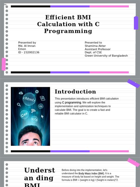 Efficient Bmi Calculation With C Programming Pdf