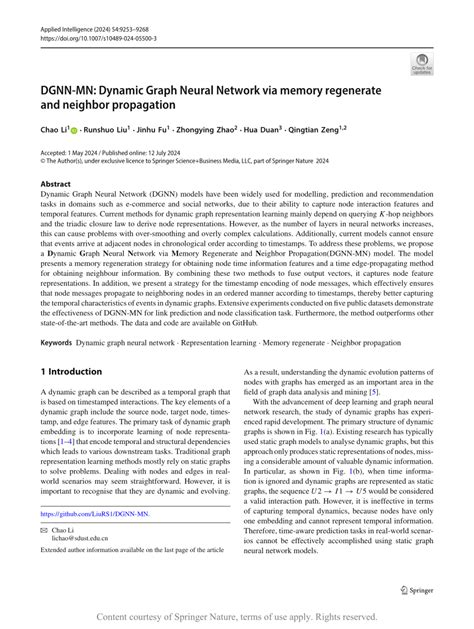 dgnn mn dynamic graph neural network via memory regenerate and neighbor propagation request pdf