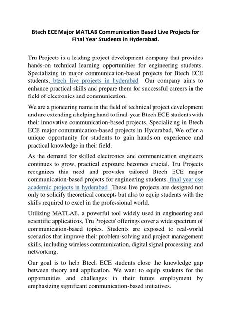 Ppt Btech Ece Major Matlab Communication Based Live Projects For