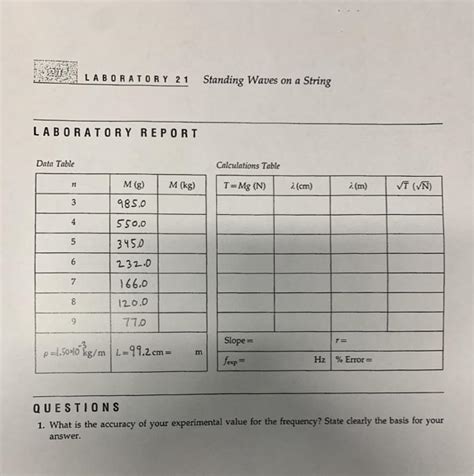 solved laboratory 21 standing waves on a string laboratory