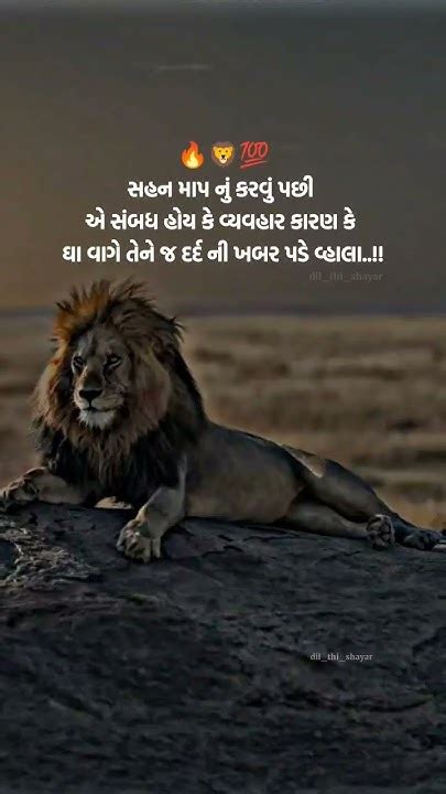 🔥🦁💯સહન માપ નું કરવું પછી એ સંબધ હોય કે વ્યવહાર કારણ કે ઘા વાગે તેને જ
