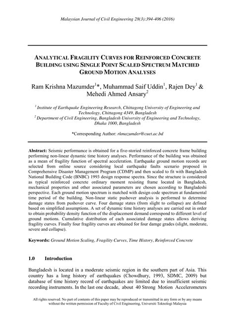 Pdf Analytical Fragility Curves For Reinforced Concrete Building