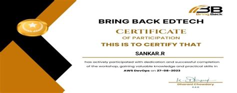 Sankar R On Linkedin Im Thrilled To Announce That I Have Completed The Workshop Of Aws