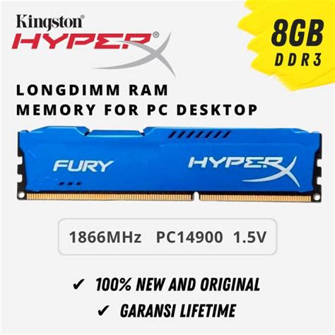Jual RAM Kingston HYPERX FURY RAM DDR3 8GB 1866Mhz PC Longdimm MEMORY Di Seller Meena Store