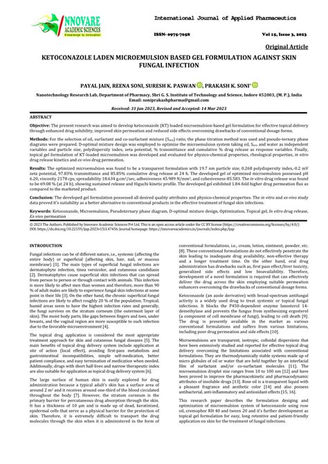 Pdf Ketoconazole Laden Microemulsion Based Gel Formulation Against Skin Fungal Infection