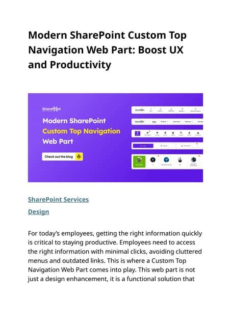 Modern Sharepoint Custom Top Navigation Web Part Boost Ux And Productivity Docx
