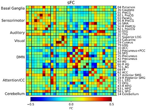 Average Static Functional Connectivity Sfc Matrix For The Whole