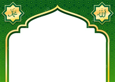 Golden Green Islamic Frame Template Vector Islam Background Mosque Png And Vector With