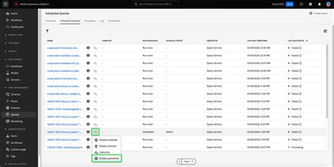 Monitor Scheduled Queries Adobe Experience Platform