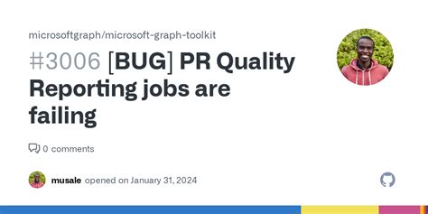 [bug] pr quality reporting jobs are failing · issue 3006
