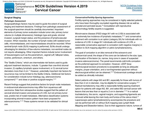 Cáncer cérvicouterino Guia NCCN 2019 PDF Cancer Diseases and Conditions