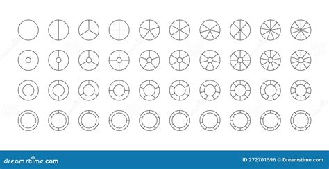 Piechart With Segments And Slices In Shades Of Gray Colors Circular Structure Chart Ring