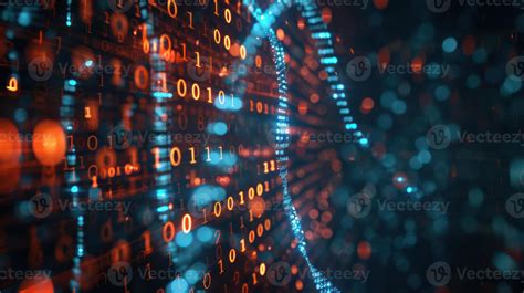 Abstract Representation Of Binary Code Flowing Through A Digital