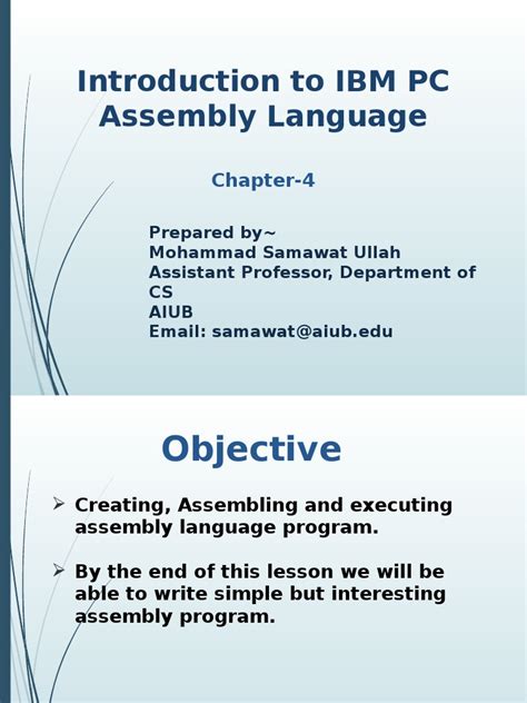 Introduction To Ibm Pc Assembly Language Chapter 4 Pdf Assembly Language Subroutine
